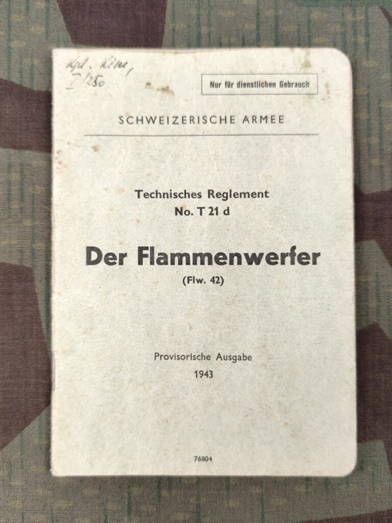 Reglement T 21 d, Der Flammenwerfer (Flw. 42), 1943 - SwissMilitaria.ch
